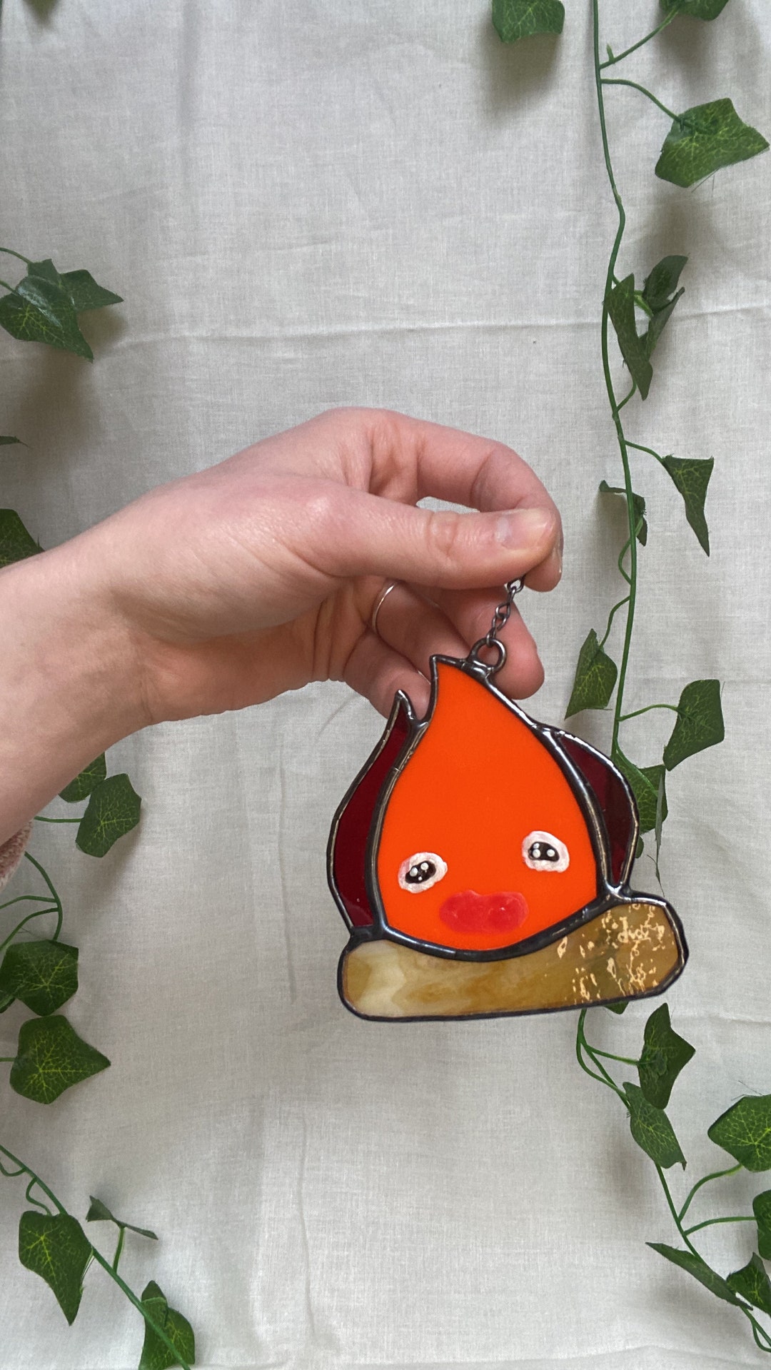 Little Flame Calcifer Inspired Stained Glass Suncatcher Charm - Etsy