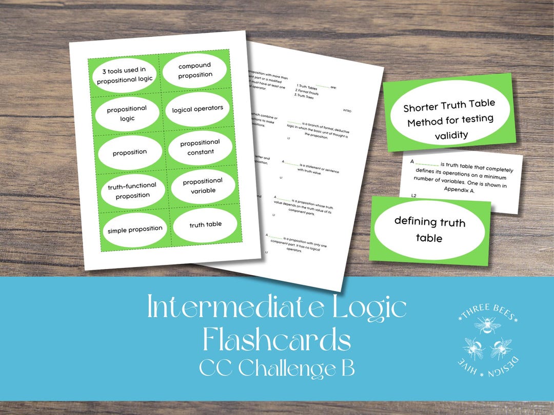 Intermediate Logic Flashcards: Challenge B (digital Download) - Etsy