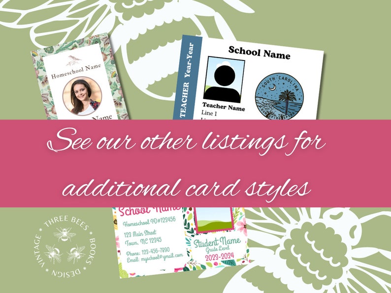 Custom Homeschool ID Card: Floral Background, Student or Teacher - Etsy