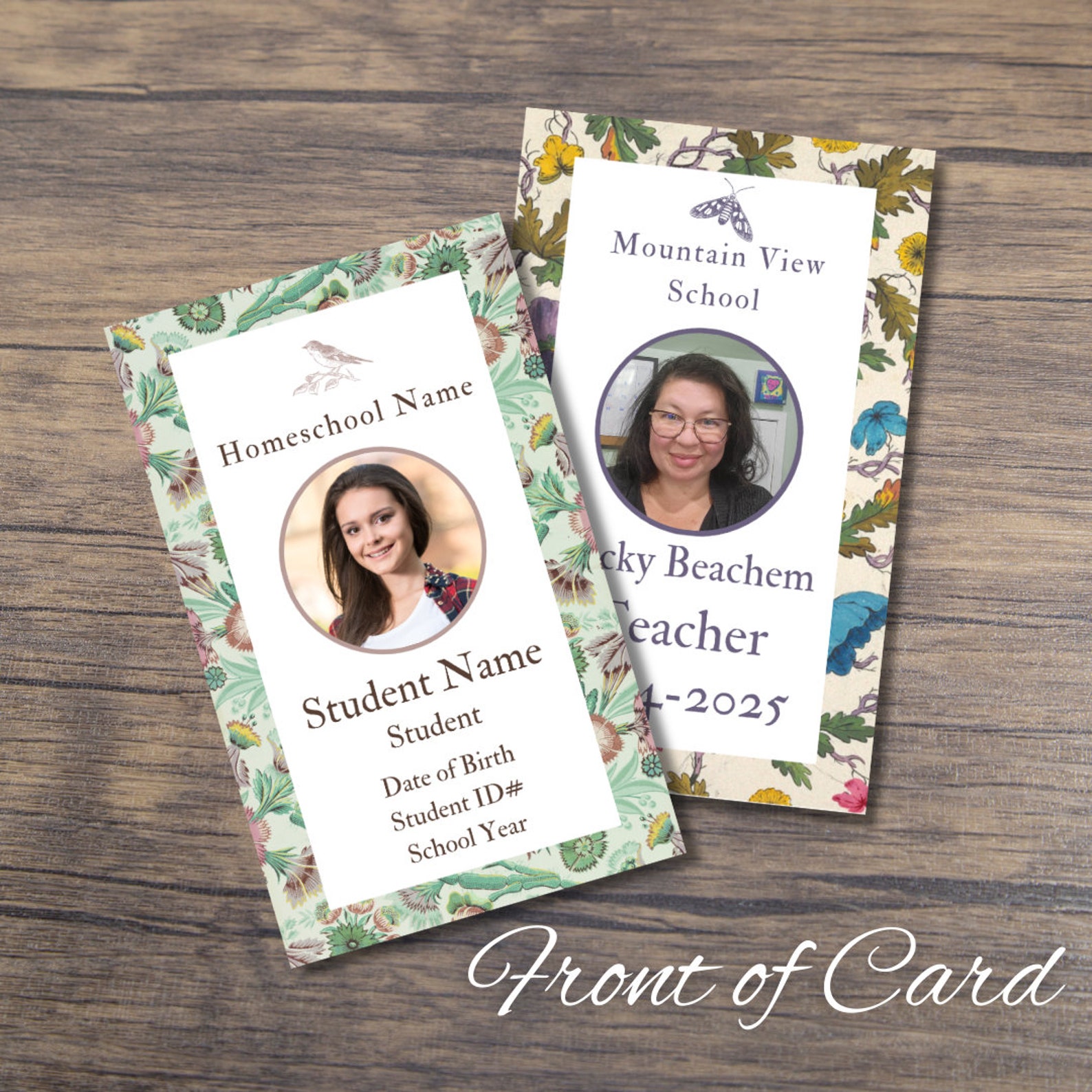 Custom Homeschool ID Card: Floral Background, Student or Teacher - Etsy