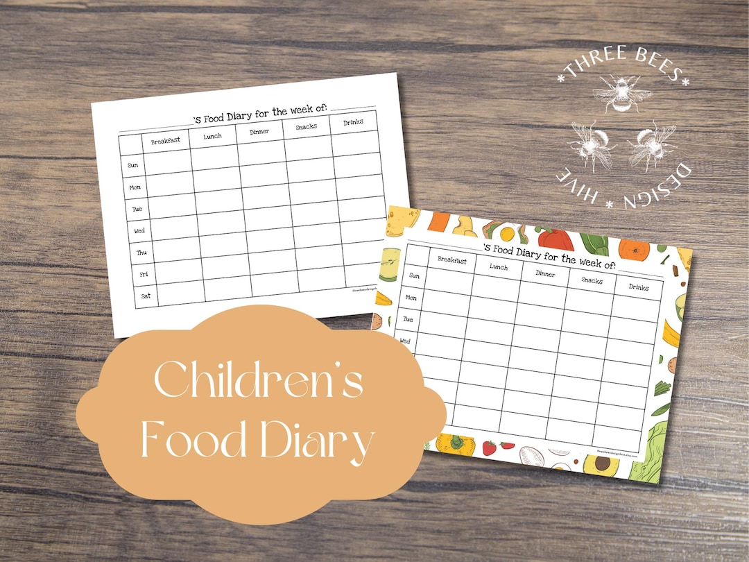 Printable Children's Food Diary: Nutrition Tracker (digital Download ...