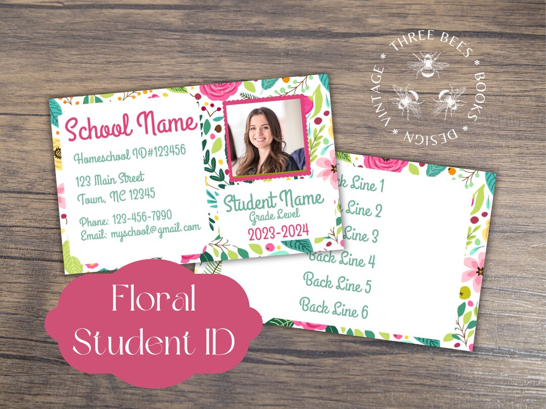 Floral Homeschool ID Card: Custom Student/teacher Identification - Etsy