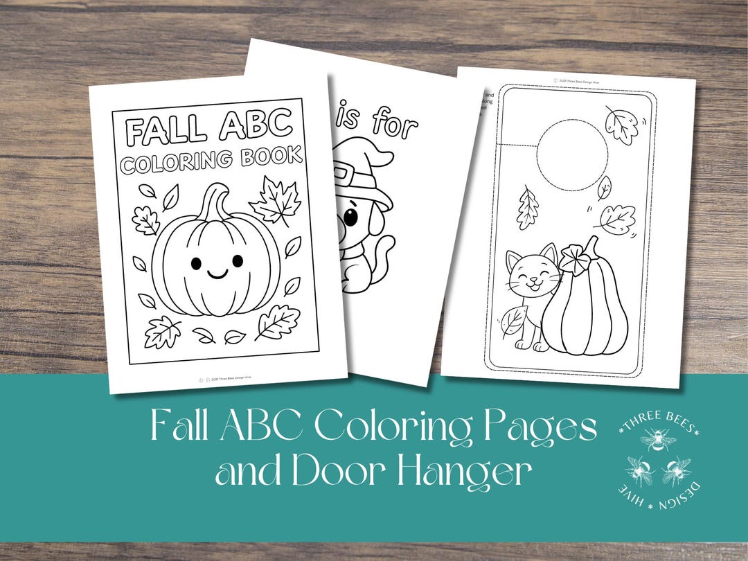 Fall ABC Coloring Book: Printable Pages & Door Hanger Craft (digital ...