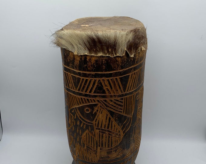 African Hollow Log Skin Drum Hand Carved Rare Vintage Circa 1970s - Etsy