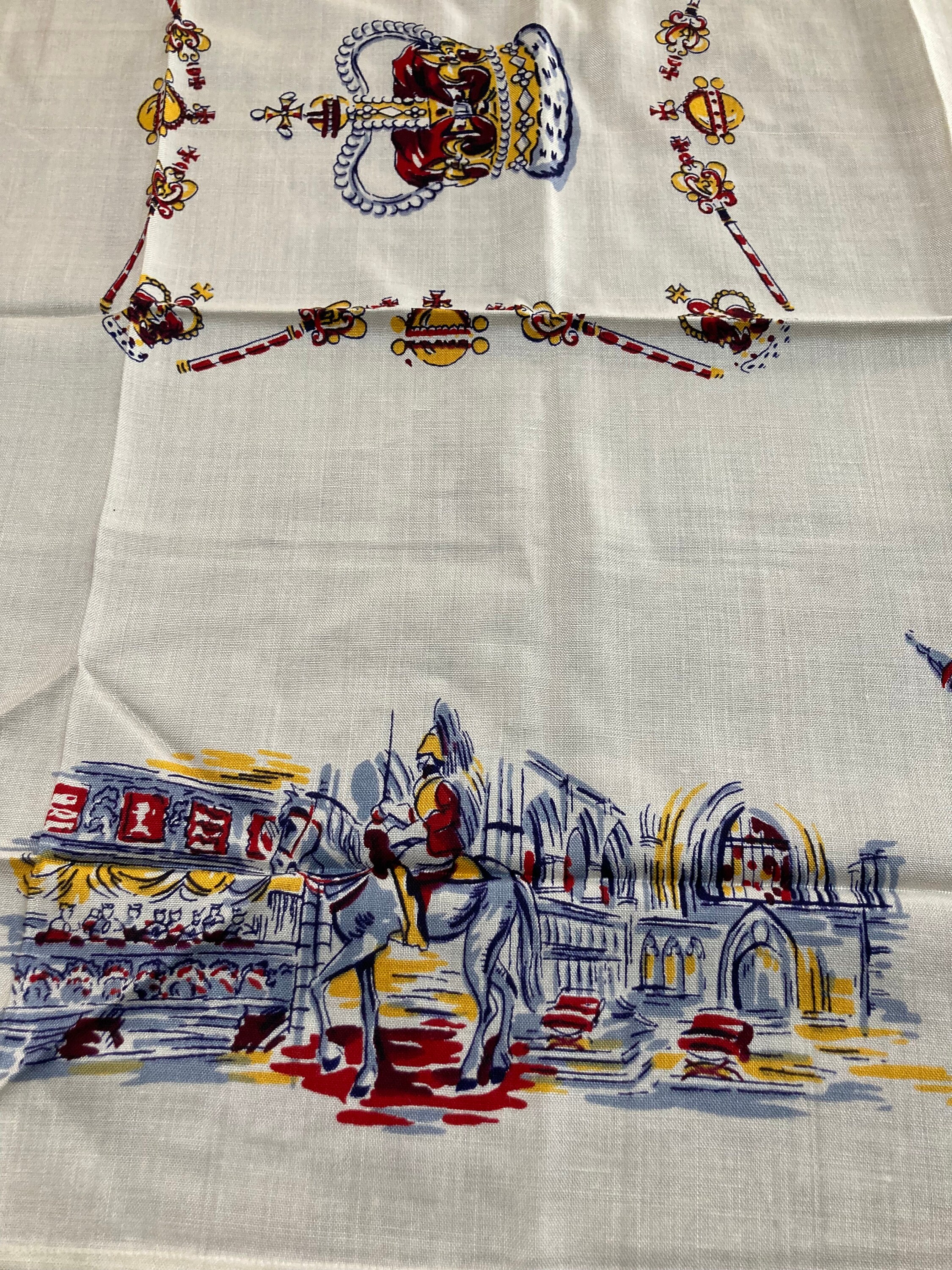 British Royal Commemorative Linen Table Cloth Never Used 1960s Mint ...