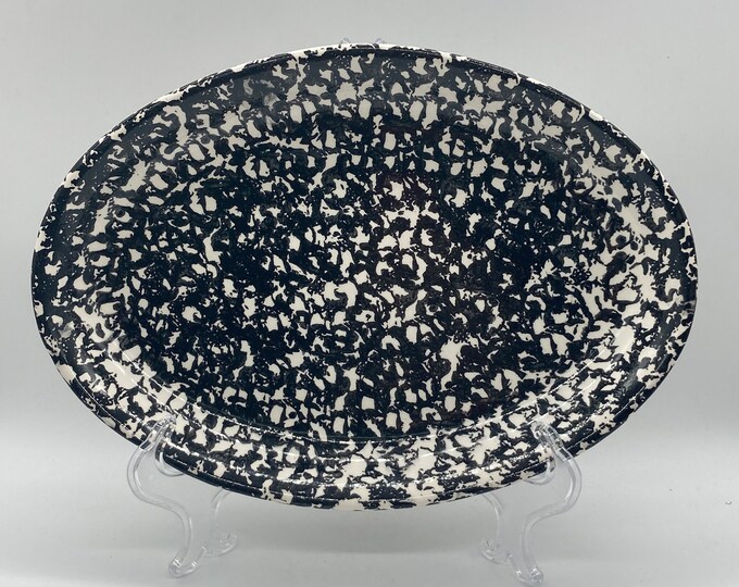 Splatter Ware Oval Black White Platter ISG Made in Italy Circa - Etsy