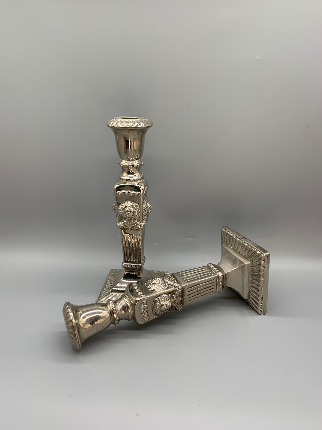 Neoclassical Silver Candle Holders/lamp Bases Ornate Decor Decorator ...