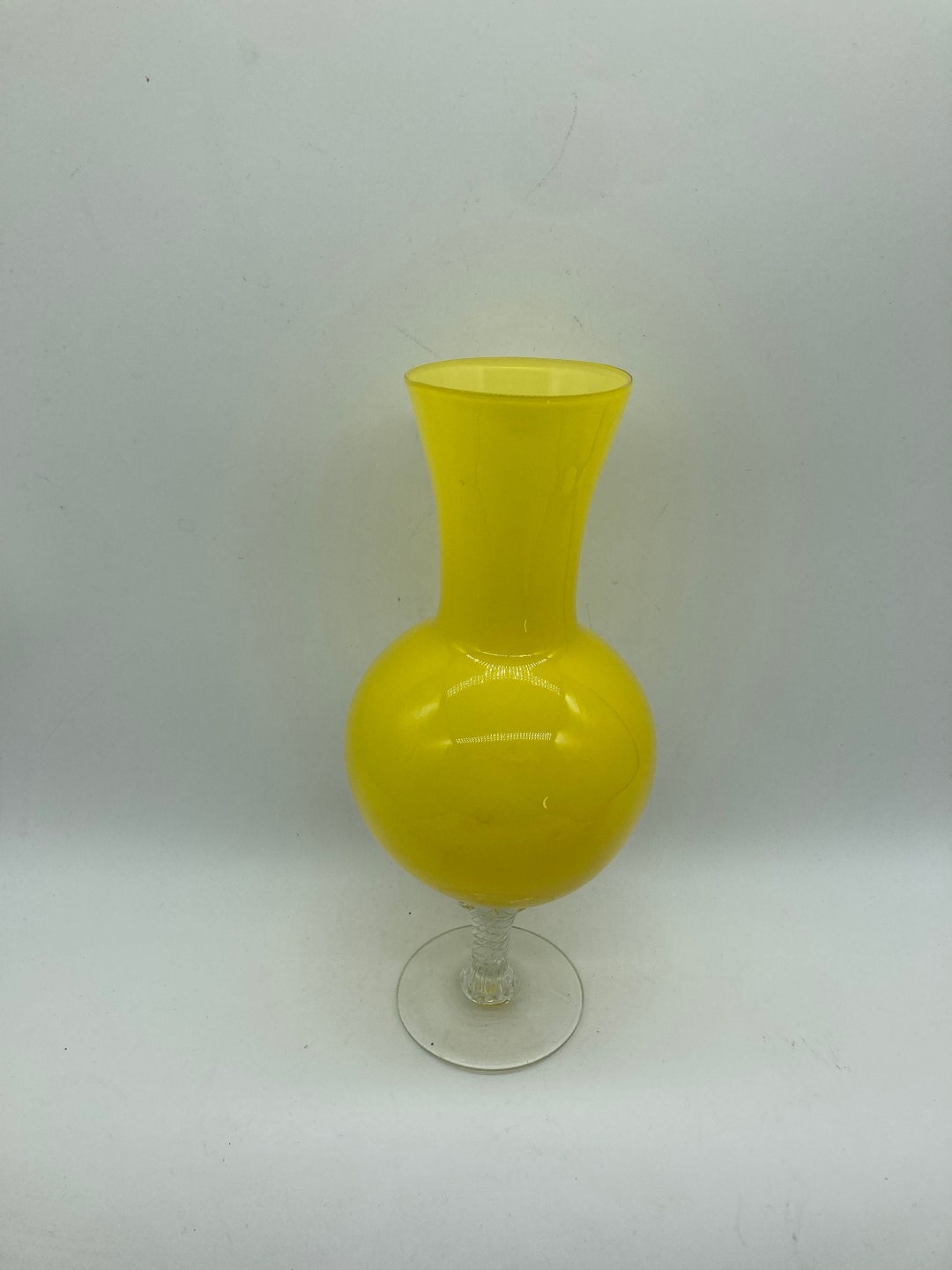 EMPOLI Rare Hand Made Fluorescent Cased Glass Canary Yellow Vase ...