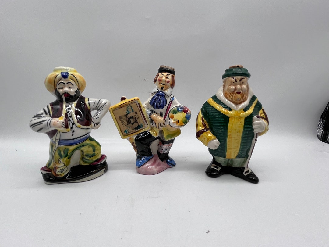 1960s DRIOLI Italy Hand Painted Ceramic Liqueur Bottles Character ...