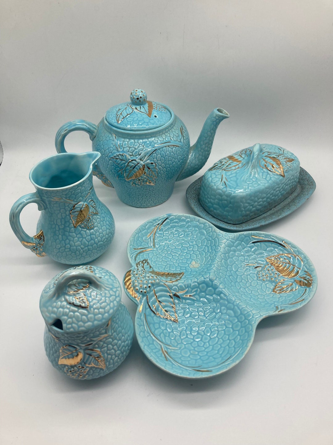 WADE Golden Turquoise Tea Set PRICED INDIVIDUALLY 1950s Blue Gold - Etsy