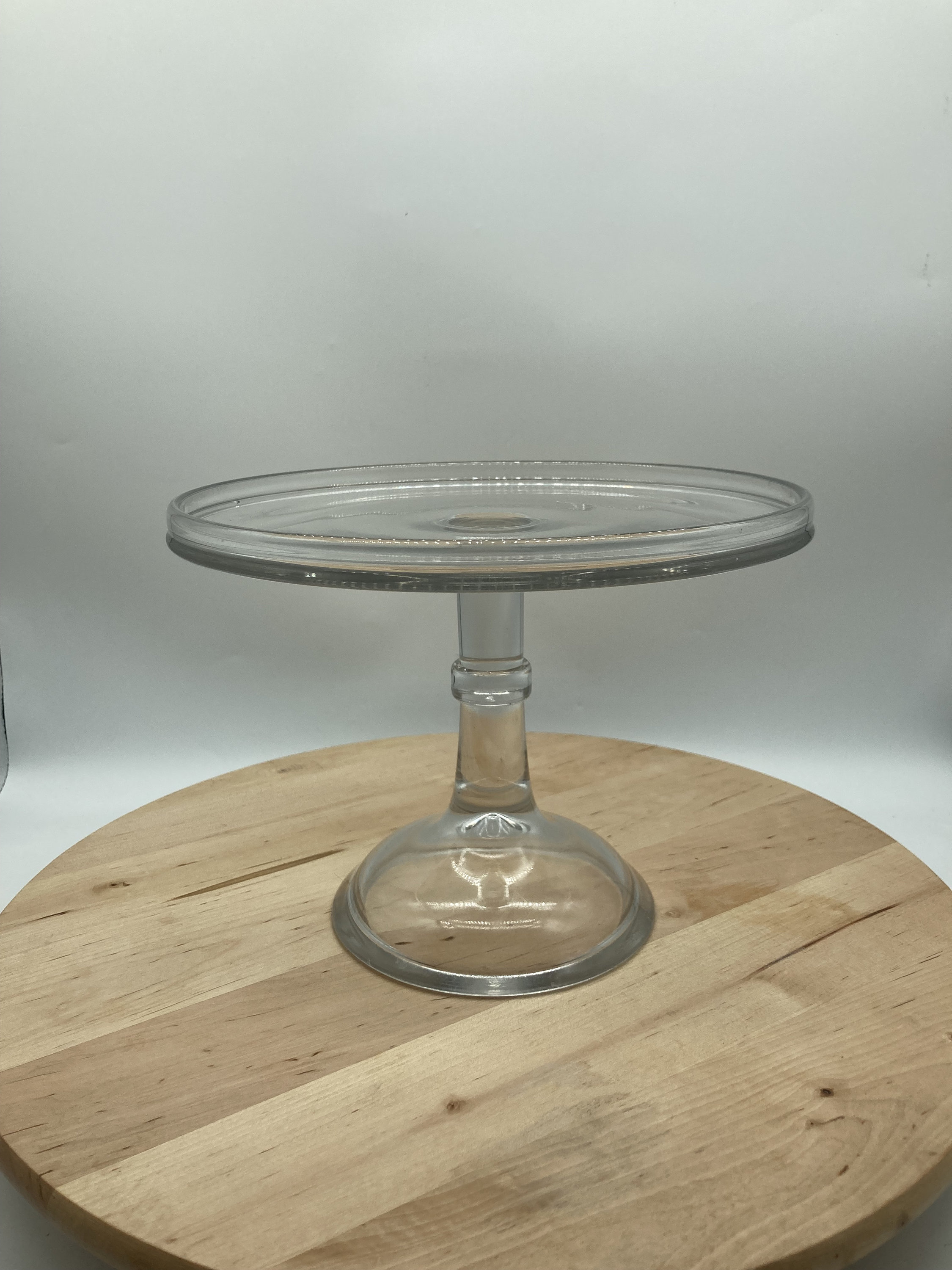 Vintage Clear Glass Pedestal Cake Stand Manganese/uranium 7.5 High ...