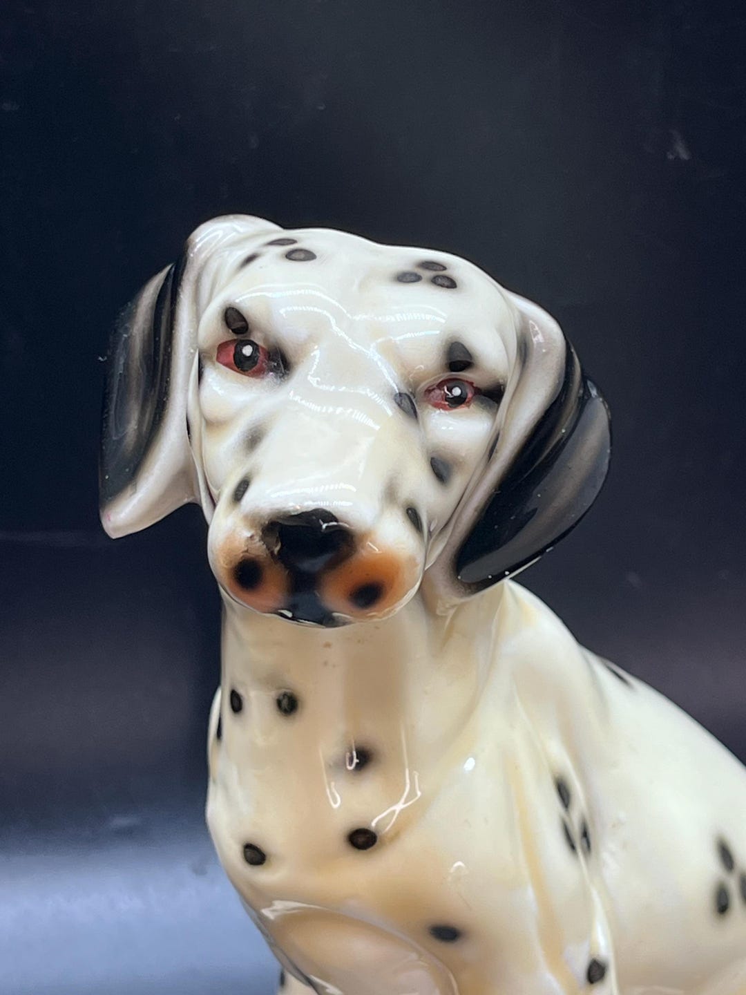 Vintage Ceramic Seated Dalmatian Dog Statue Black White Brown - Etsy