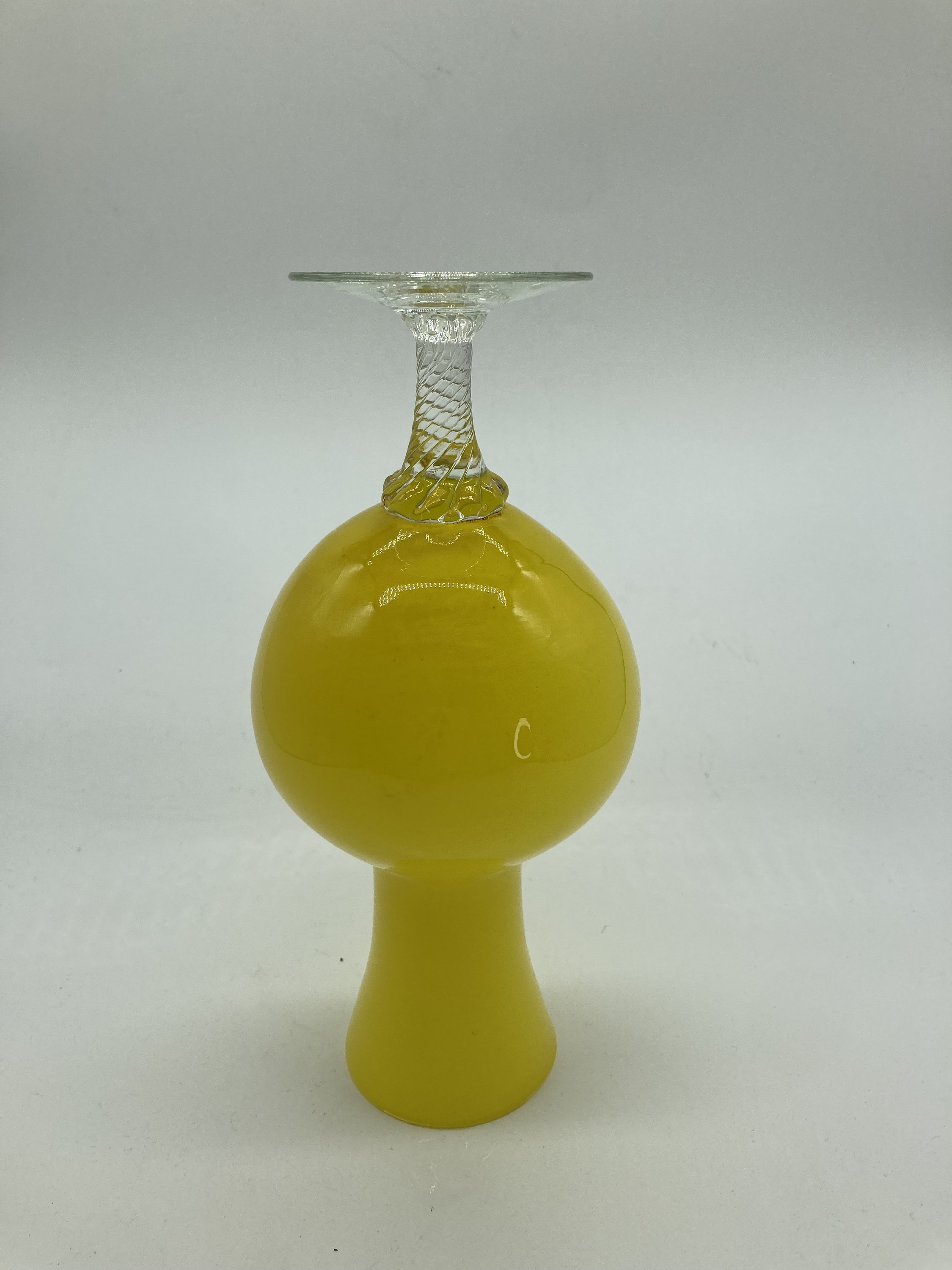 EMPOLI Rare Hand Made Fluorescent Cased Glass Canary Yellow Vase ...