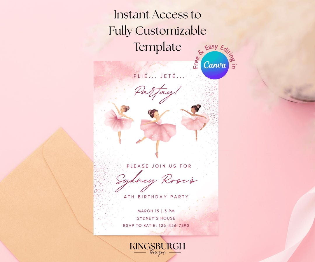 Ballet Birthday Invitation | Ballet Invitation | Template Ballet Party ...