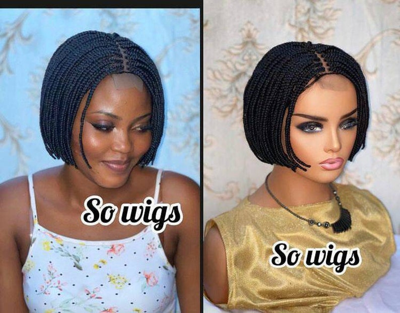 Ready to Ship Bob Braid Wig for Black Women Human Hair Wig Closure ...