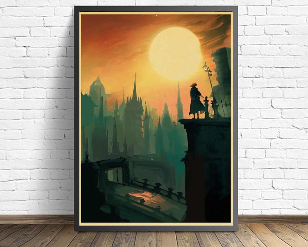 Bloodborne Sunset Game Poster Wall Art Canvas Painting Living Room Home ...
