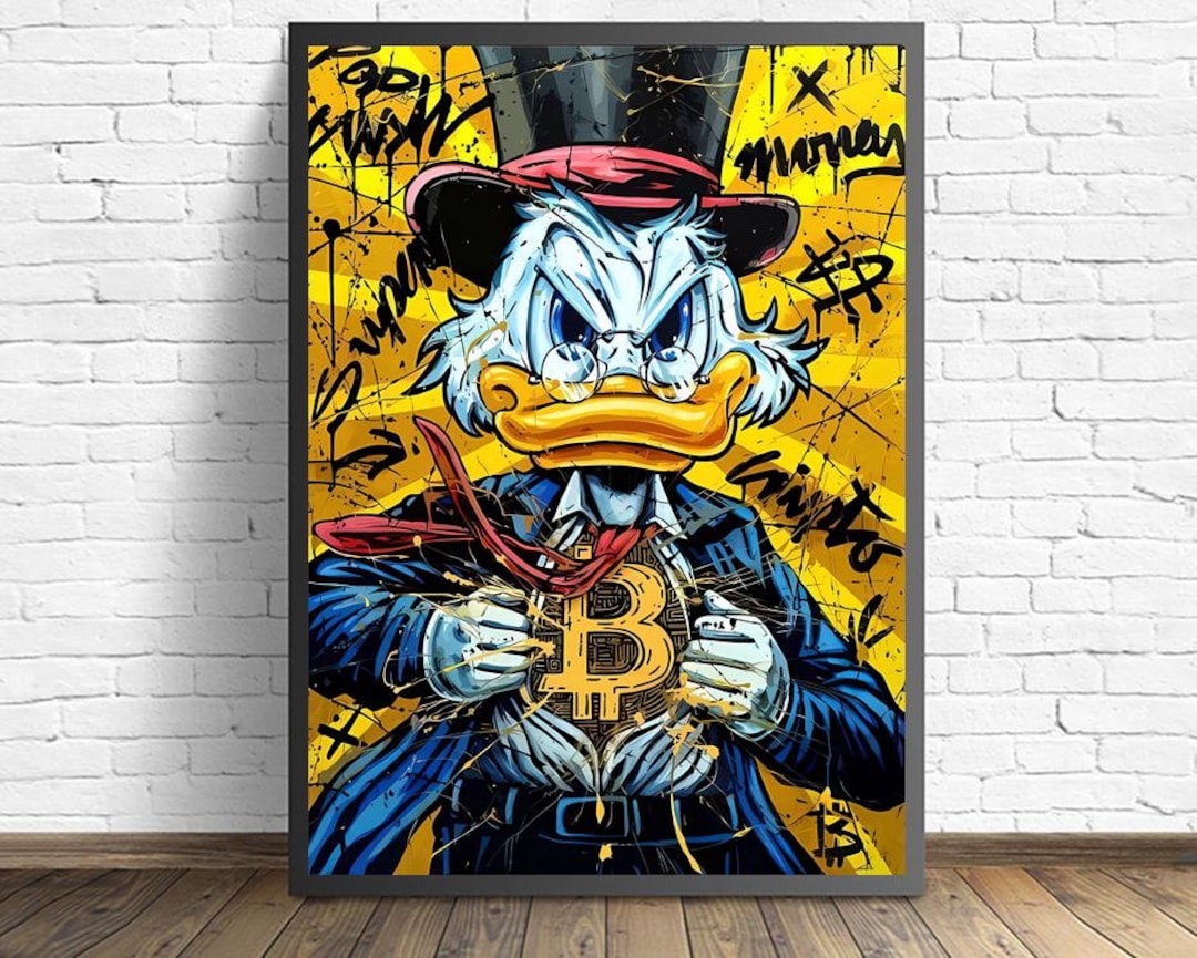Póster artístico de Donald Duck Bitcoin, lienzo para pared, decoración ...