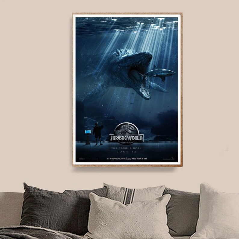 Jurassic World Movie Poster Wall Art Canvas Painting Living Room Home ...