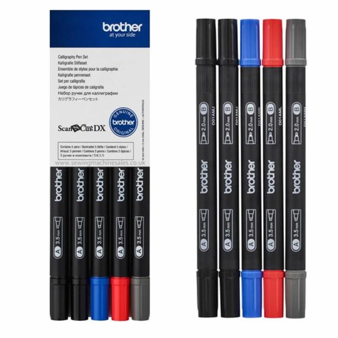Brother Scanncut Calligraphy Pen Set 5 Pack - 2x Black, Blue, Carmine ...