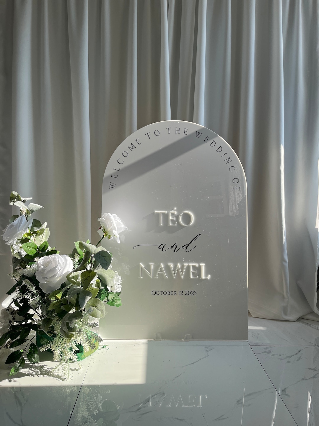 Monochromatic Wedding Sign Arch Acrylic Wedding Welcome Sign With 3D ...