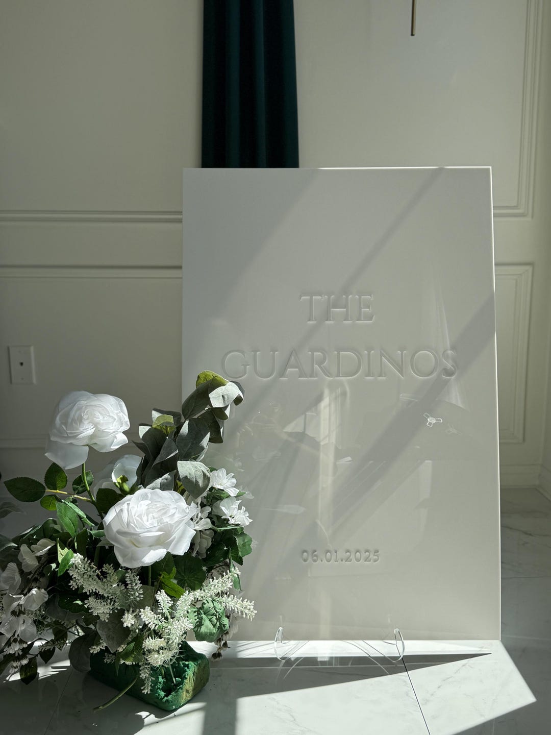White Wedding Sign - Rectangular Acrylic Wedding Welcome Sign With 3D ...