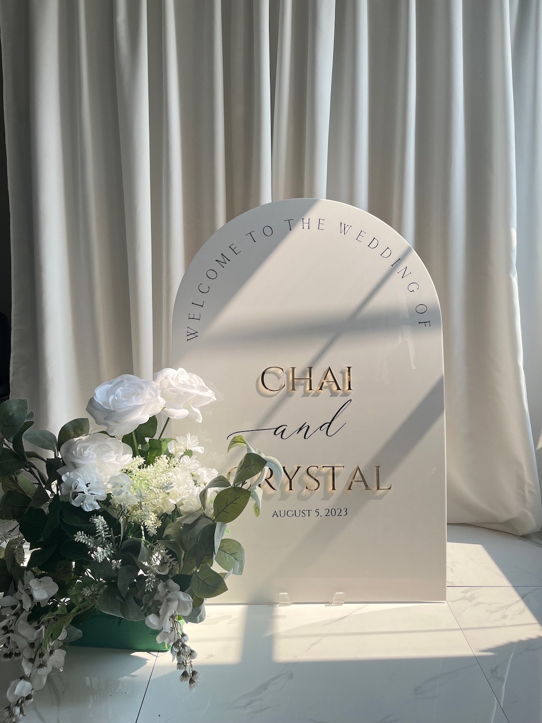 White Wedding Sign - Arch Acrylic Wedding Welcome Sign With 3D Acrylic ...