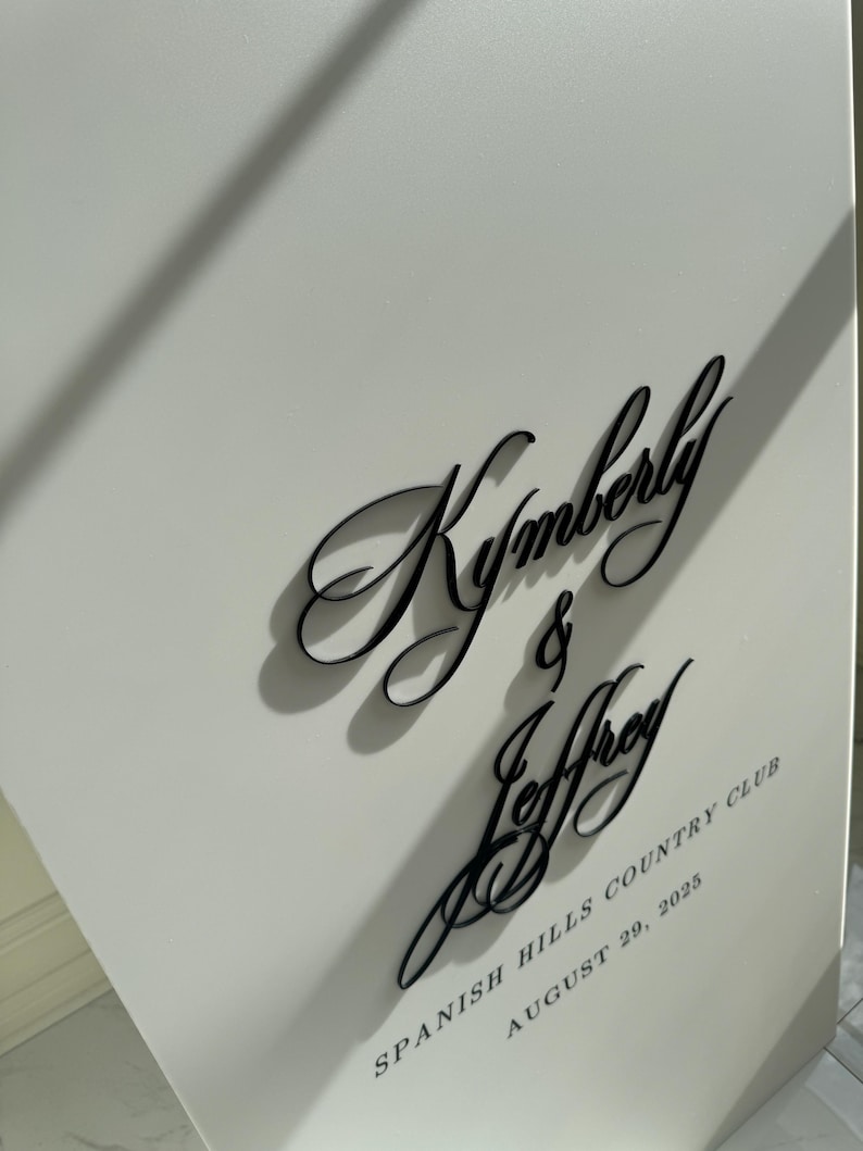 White Wedding Sign - Rectangular Acrylic Wedding Welcome Sign With 3D ...