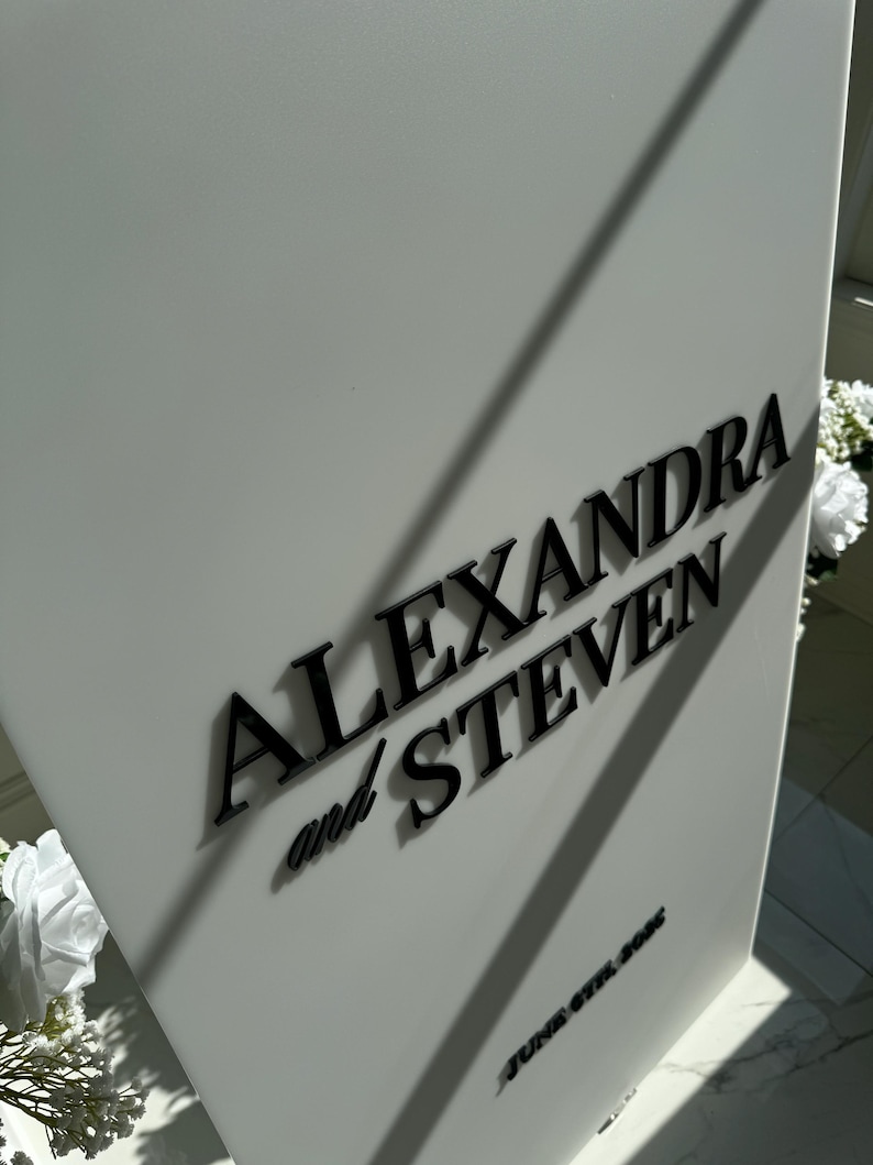 White Wedding Sign - Rectangular Acrylic Wedding Welcome Sign With 3D ...