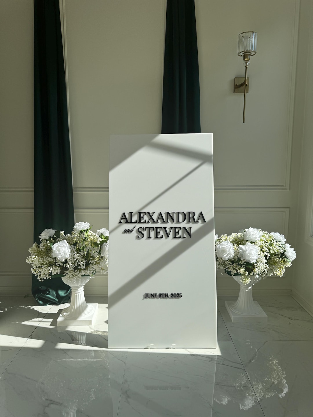White Wedding Sign - Rectangular Acrylic Wedding Welcome Sign With 3D ...