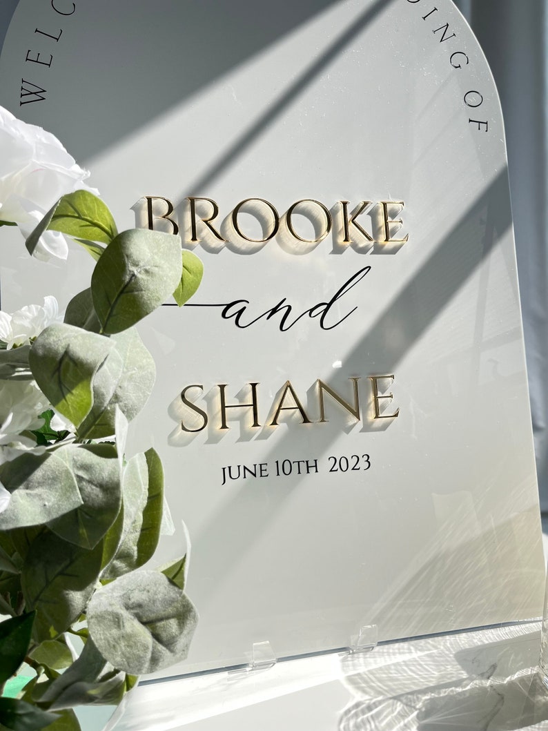 White Wedding Sign - Arch Acrylic Wedding Welcome Sign With 3D Acrylic ...