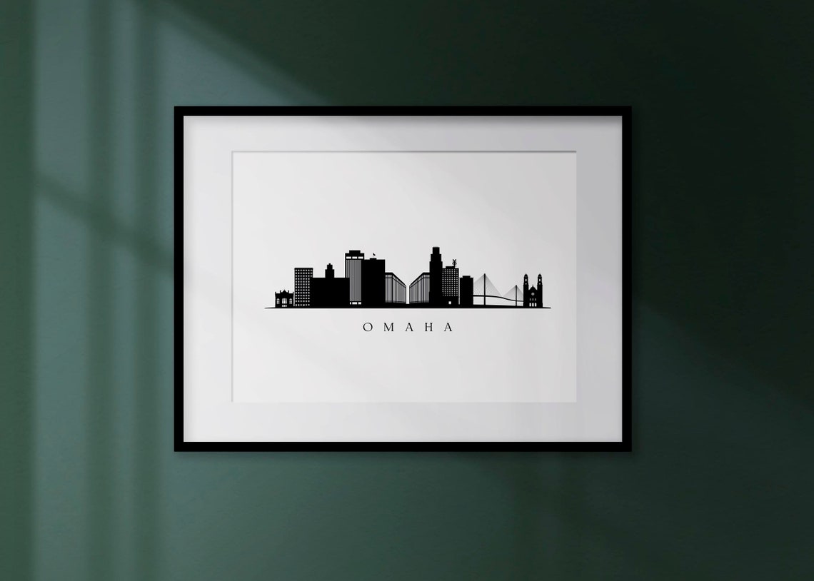 Omaha Skyline Print. Omaha Nebraska Black Silhouette. Digital Print ...
