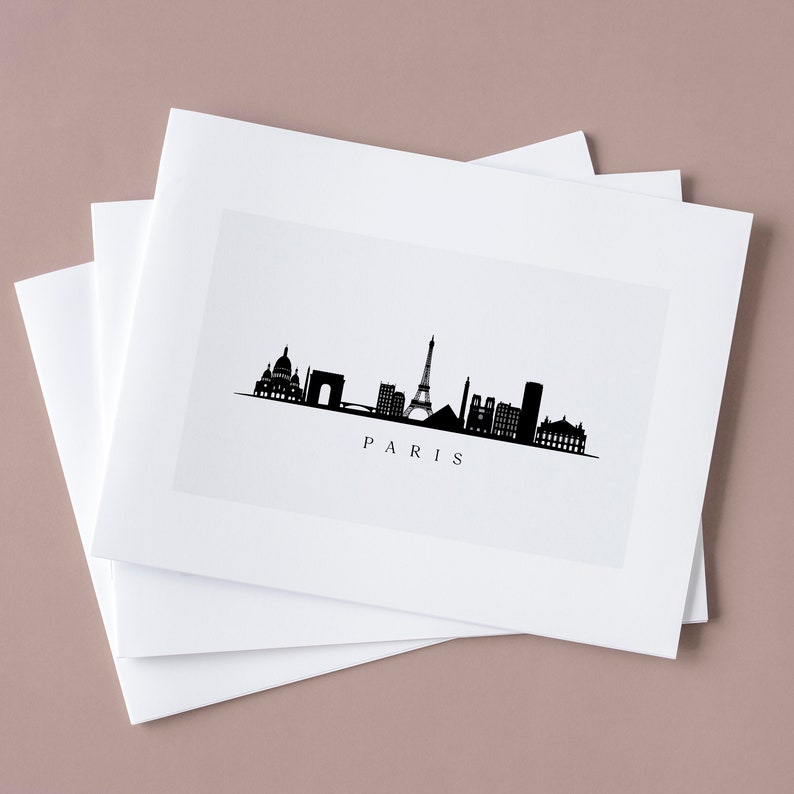 Paris Skyline Print. Paris France Black Silhouette. Digital Print ...