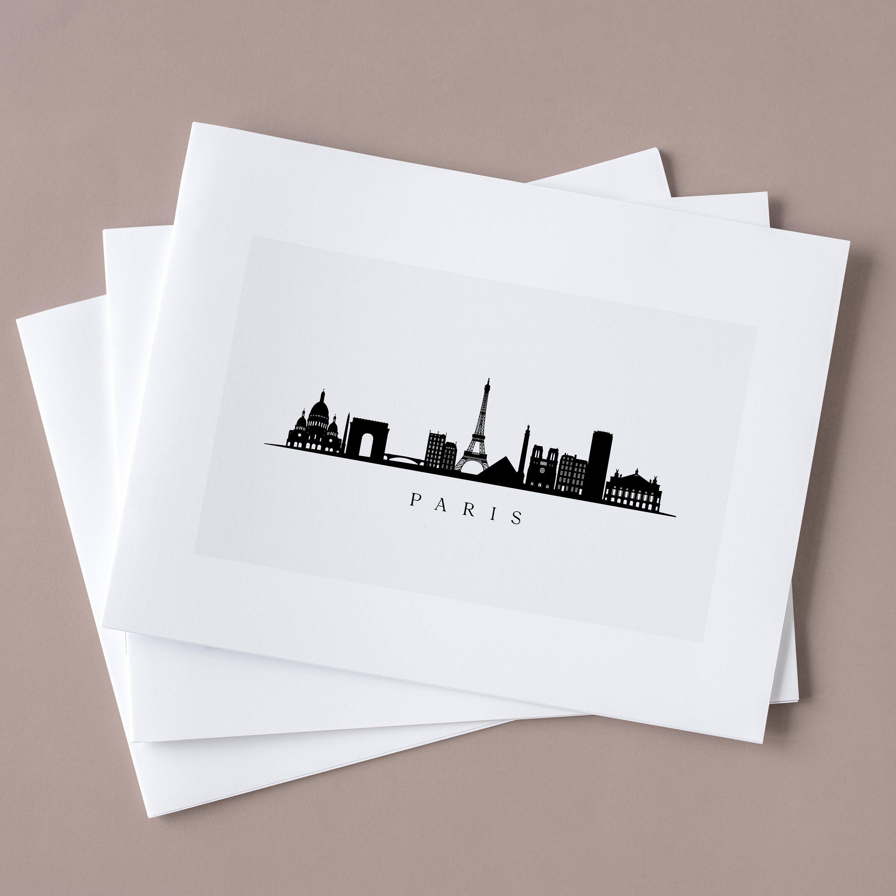 Paris Skyline Print. Paris France Black Silhouette. Digital Print ...
