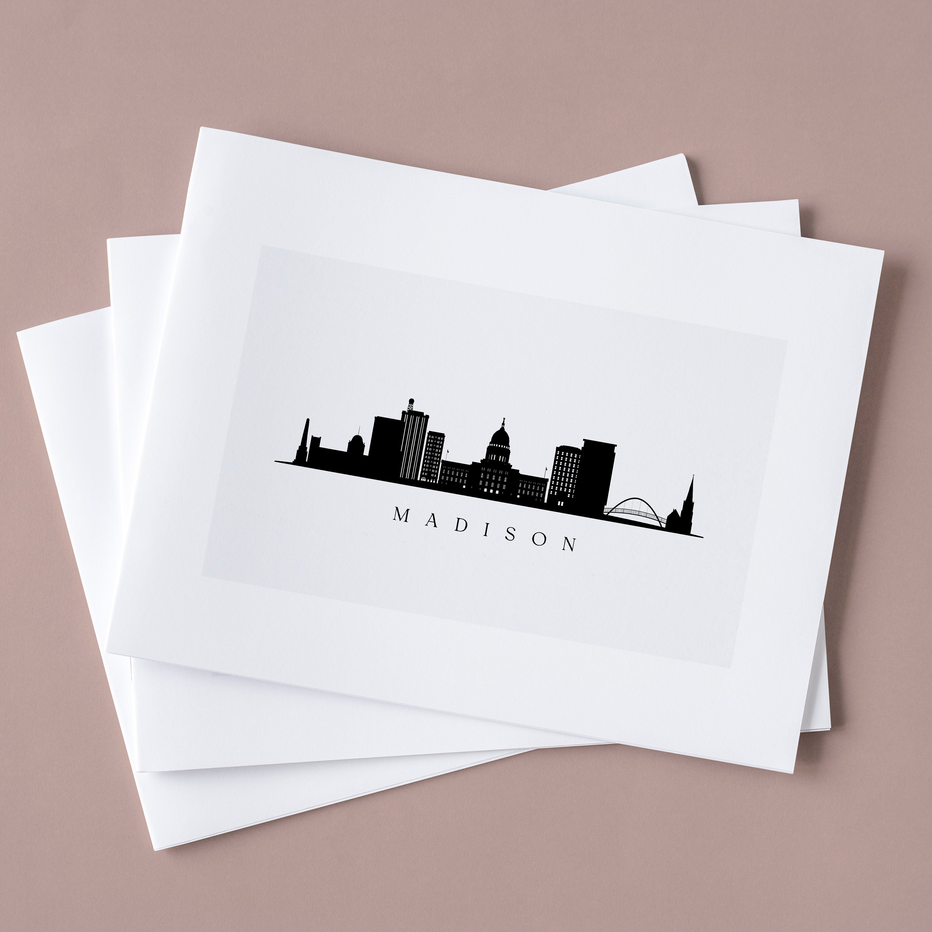 Madison Skyline Print. Madison Wisconsin Black Silhouette. Digital ...