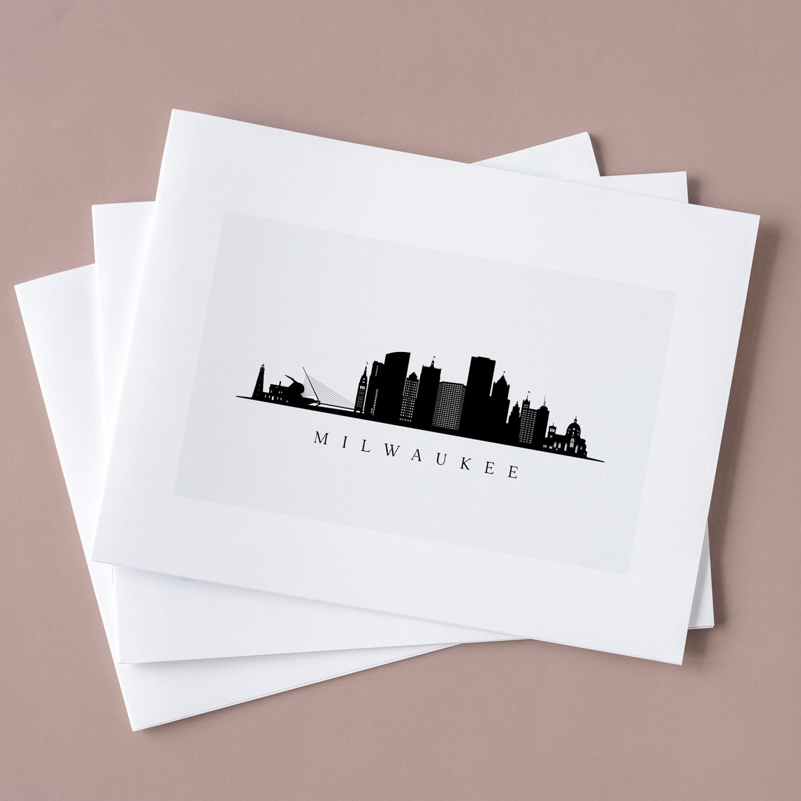 Milwaukee Skyline Print. Milwaukee WI Black Silhouette. Digital Print ...