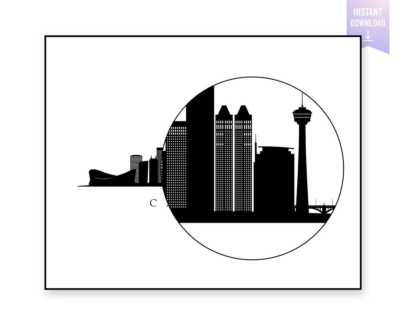 Calgary Skyline Print. Calgary Black Silhouette. Digital Print. Calgary ...