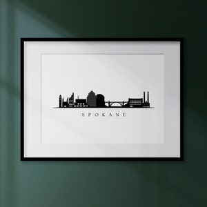 Spokane Skyline Print. Spokane, WA Black Silhouette. Digital Print ...