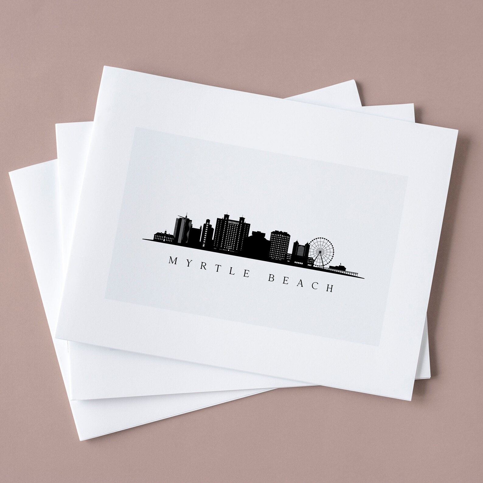 Myrtle Beach Skyline Print. Myrtle Beach SC Black Silhouette. Digital ...