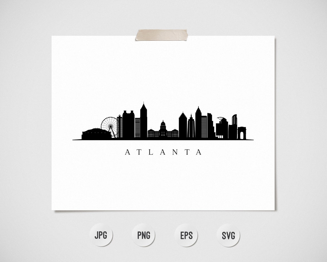 Atlanta Skyline Print. Atlanta Georgia Black Silhouette. Digital Print ...