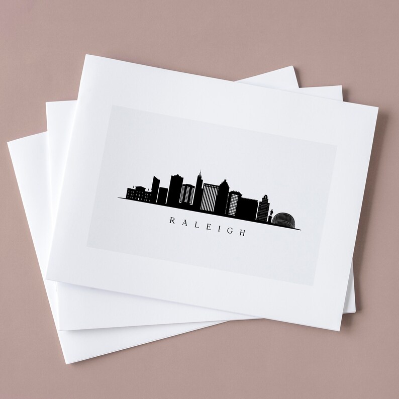 Raleigh Skyline Print. Raleigh NC Black Silhouette. Digital Print. Wall ...