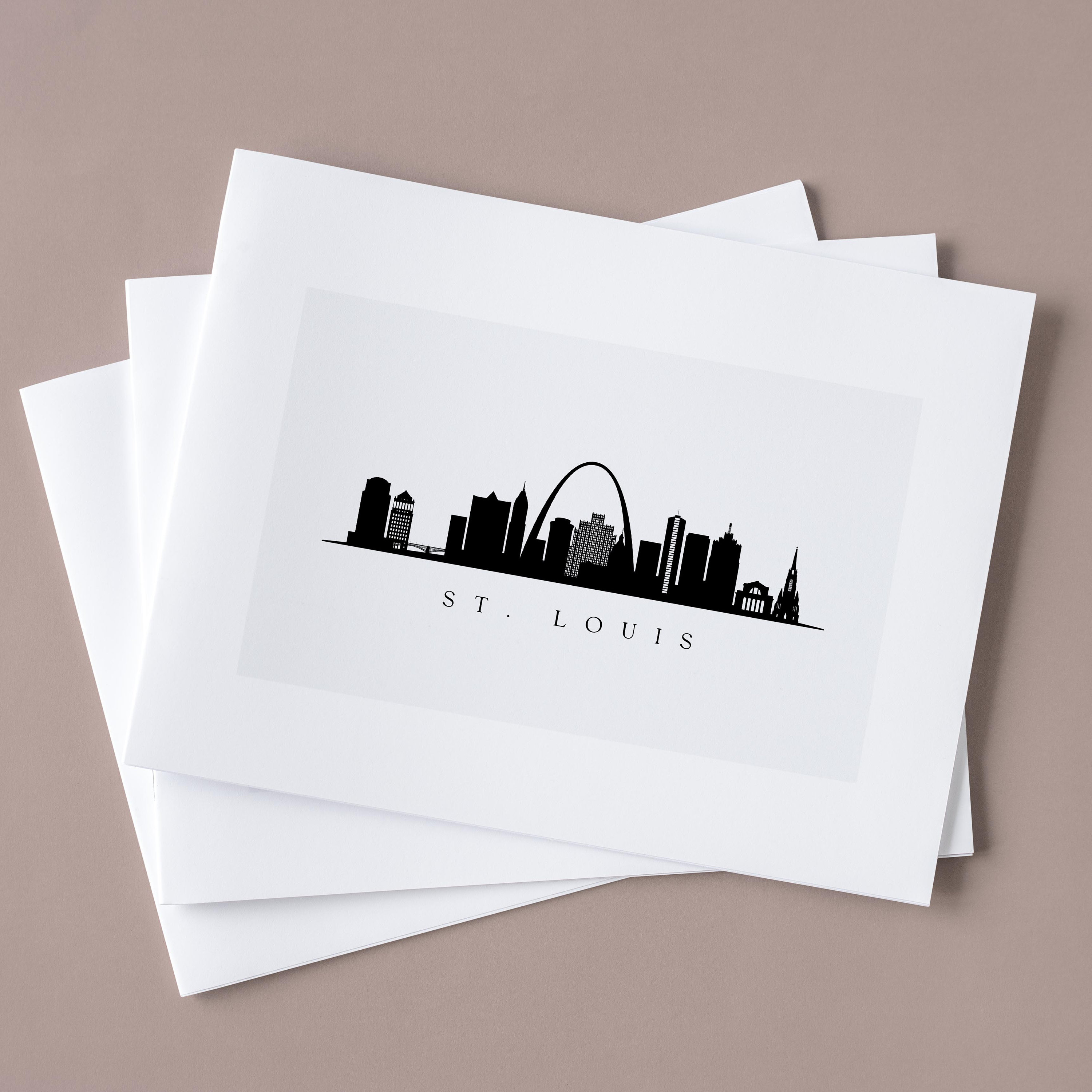St. Louis Skyline Print. St. Louis Black Silhouette. Digital Print ...