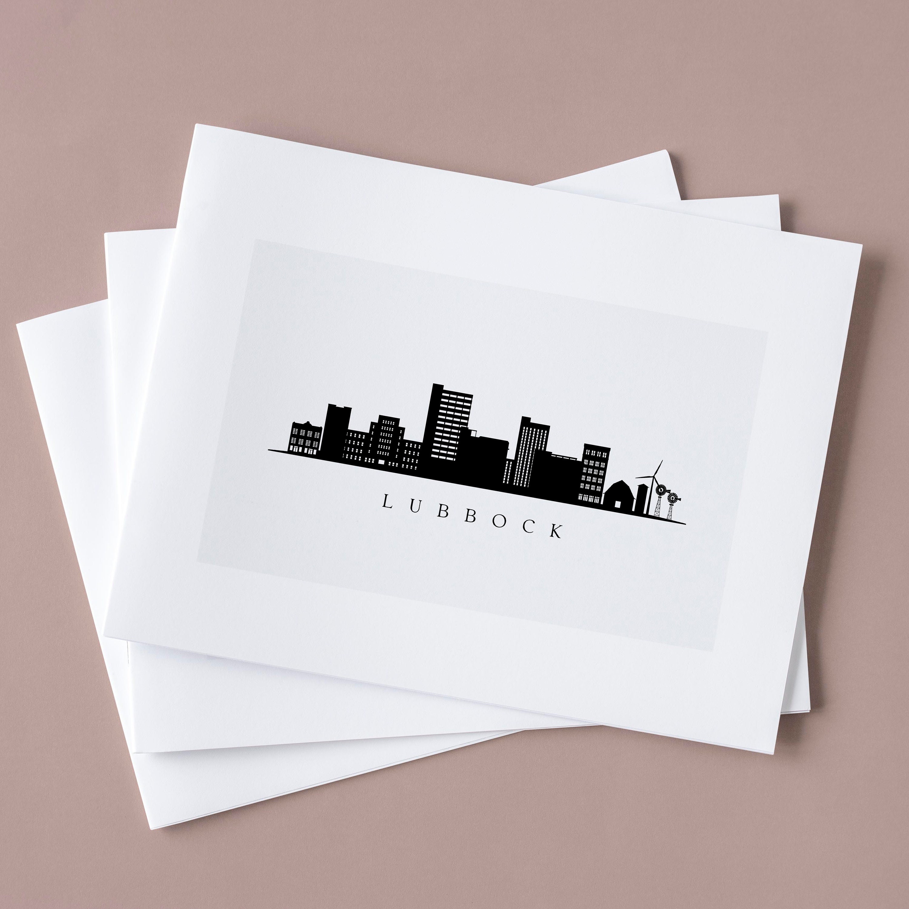 Lubbock Skyline Print. Lubbock Black Silhouette. Digital Print. Lubbock ...