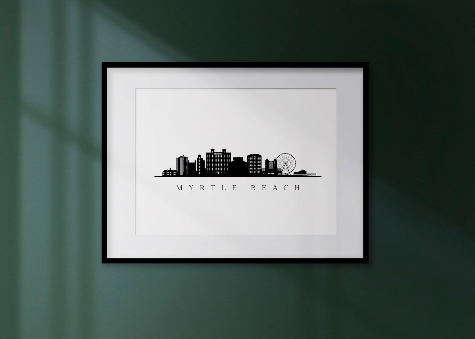 Myrtle Beach Skyline Print. Myrtle Beach SC Black Silhouette. Digital ...