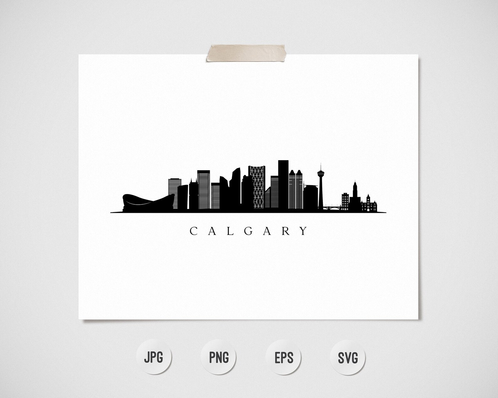 Calgary Skyline Print. Calgary Black Silhouette. Digital Print. Calgary ...