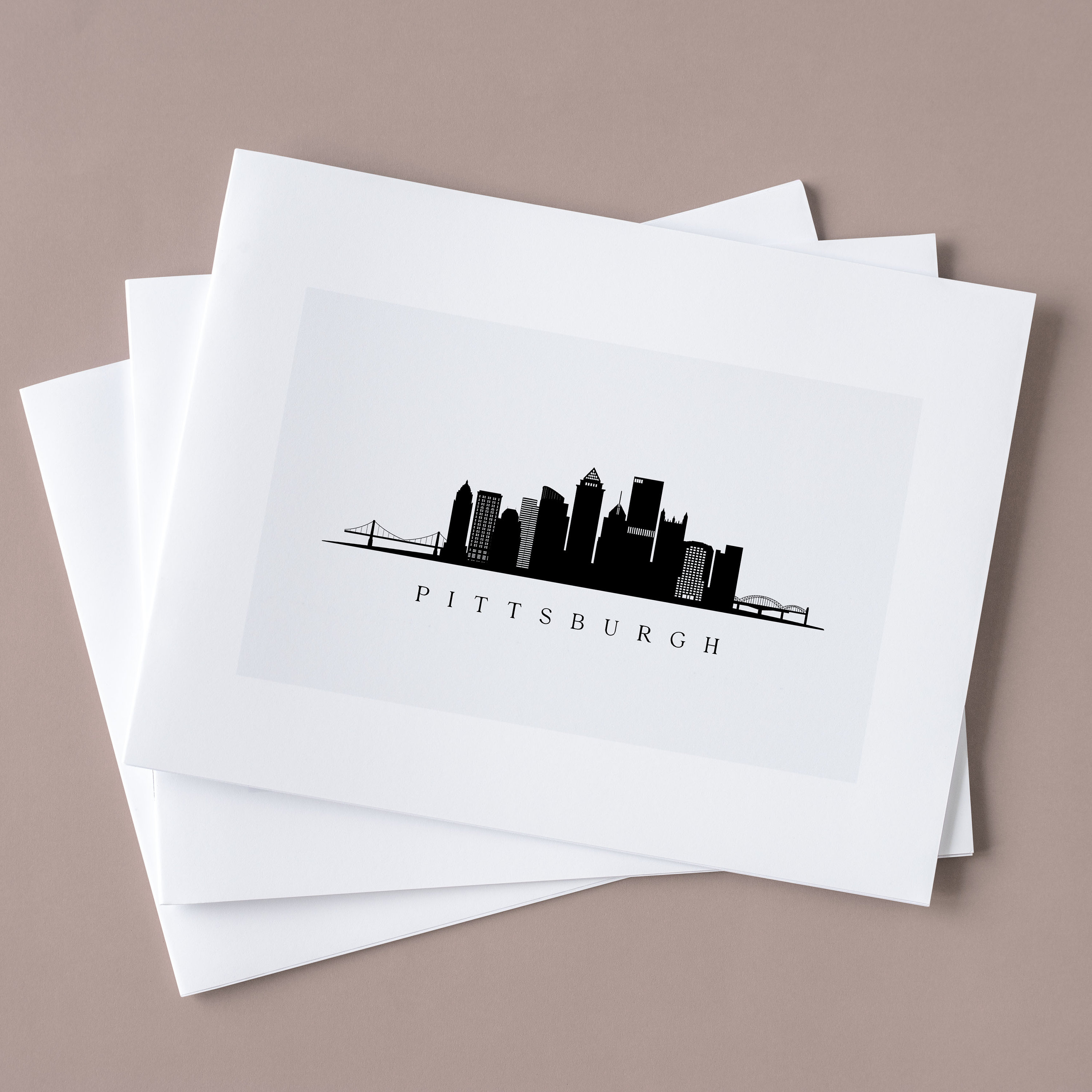 Pittsburgh Skyline Print. Pittsburgh PA Black Silhouette. Digital Print ...