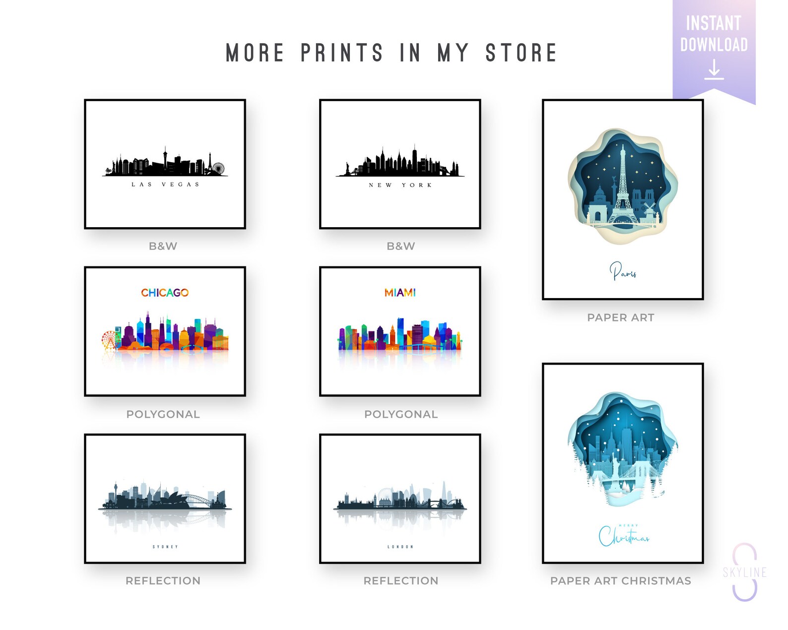 Spokane Skyline Print. Spokane, WA Black Silhouette. Digital Print ...