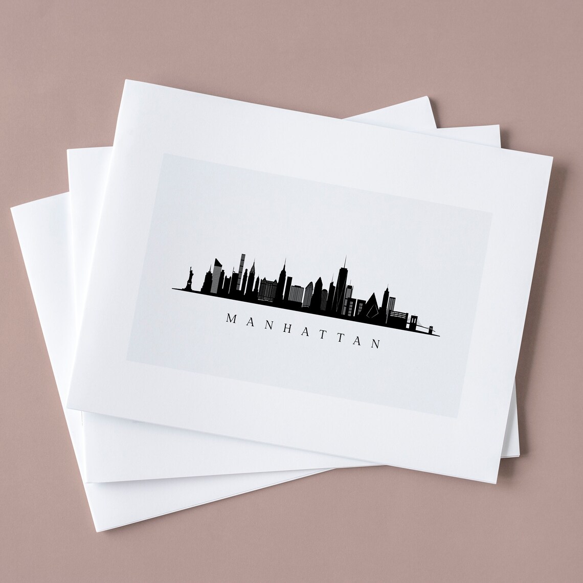Manhattan Skyline Print. Manhattan NYC Black Silhouette. Digital Print ...