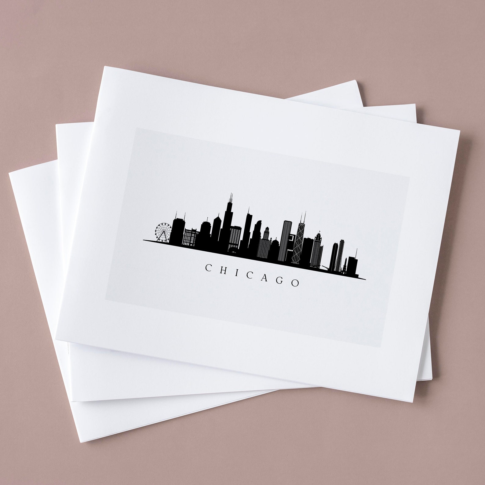 Chicago Skyline Print. Chicago Illinois Black Silhouette. Digital Print ...