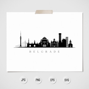 Belgrade Skyline Print. Belgrade Serbia Black Silhouette. Digital Print ...