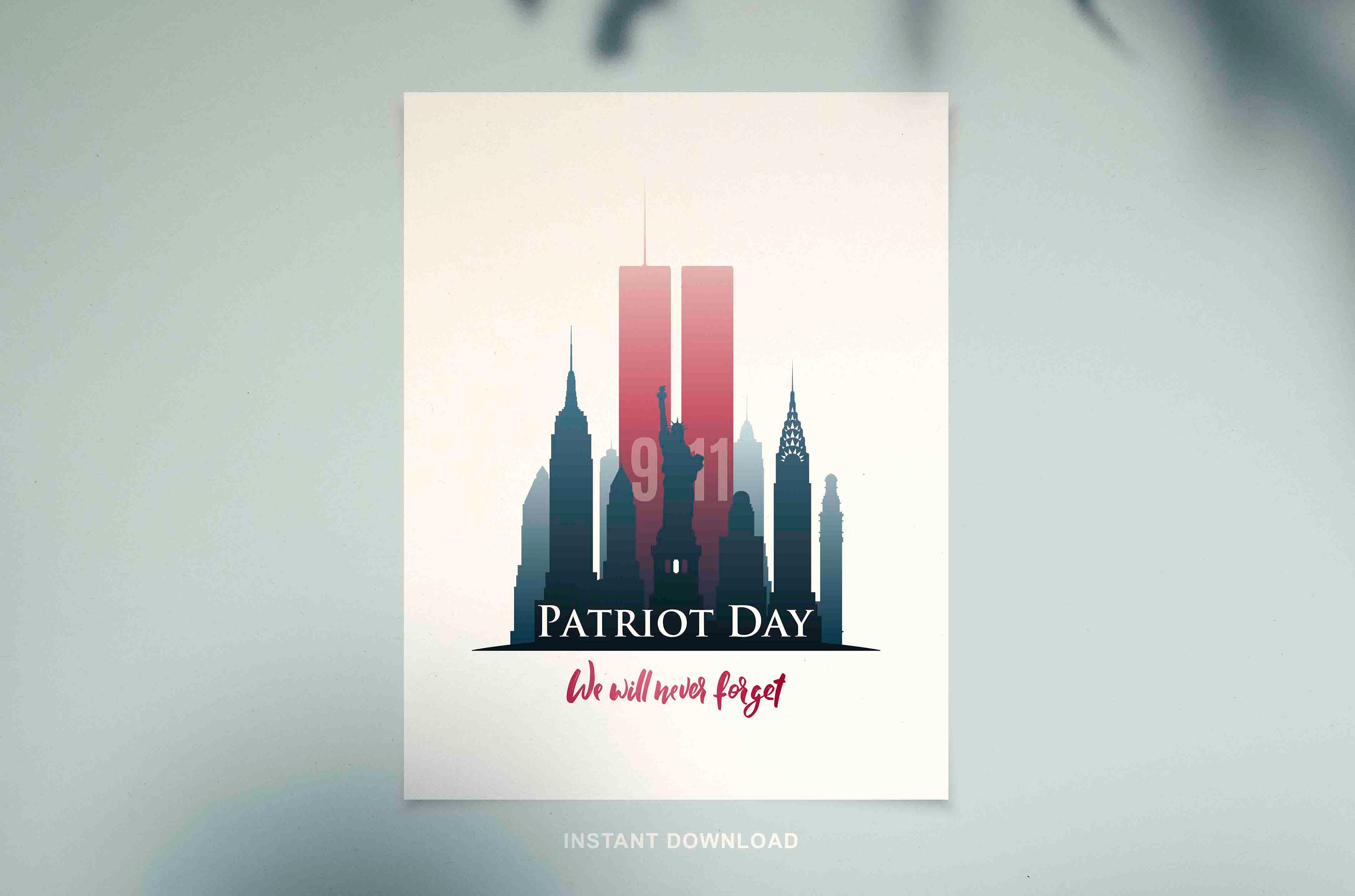 Patriot Day 911 Poster. New York Skyline Print. Twin Towers NYC ...